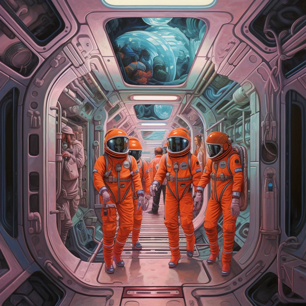 The elevator becomes a space station, a gateway to the stars • AI LIFTS